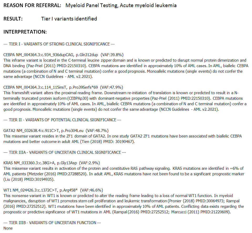 Example Panel Reports – Cancer Genetics and Genomics Laboratory