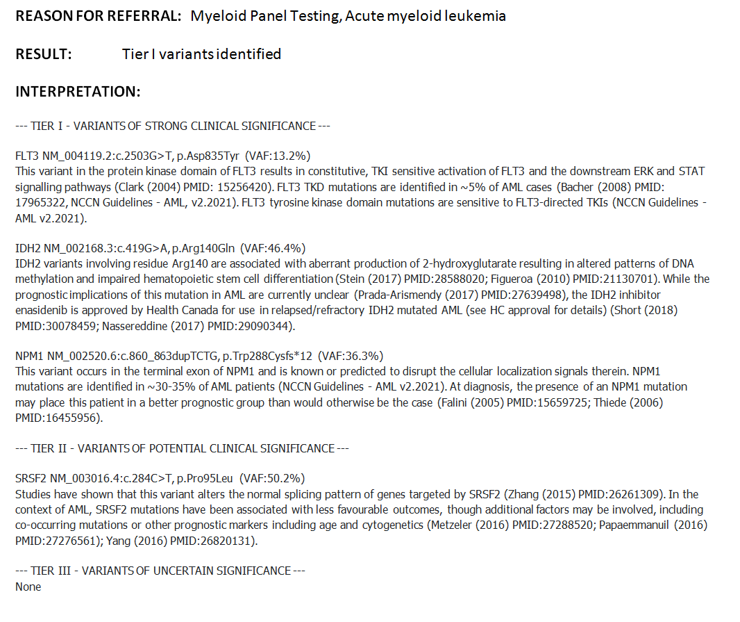 Example Panel Reports – Cancer Genetics and Genomics Laboratory