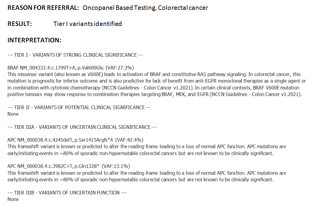 Example Panel Reports – Cancer Genetics and Genomics Laboratory